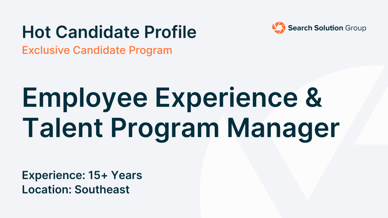 Hot Candidate - Employee Experience & Talent Program Manager